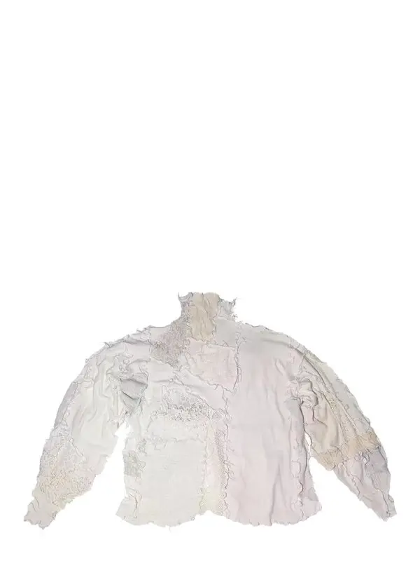 BORBALA Patchwork High Neck Oversized Sweater - White