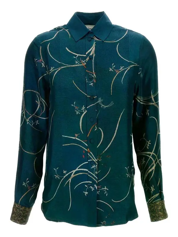PIERRE-LOUIS MASCIA Printed Silk Shirt - Blue