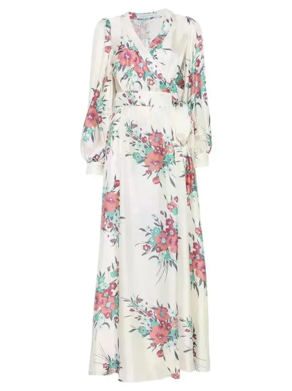 Raquel Diniz Floral-print Silk-satin Maxi Dress - Neutrals