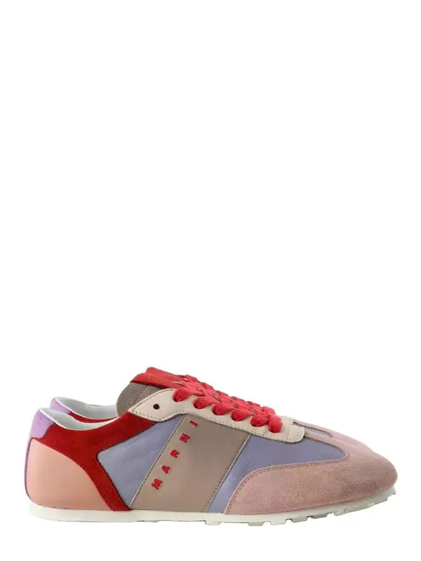 Marni Logo-print Panelled Lace-up Sneakers - Pink