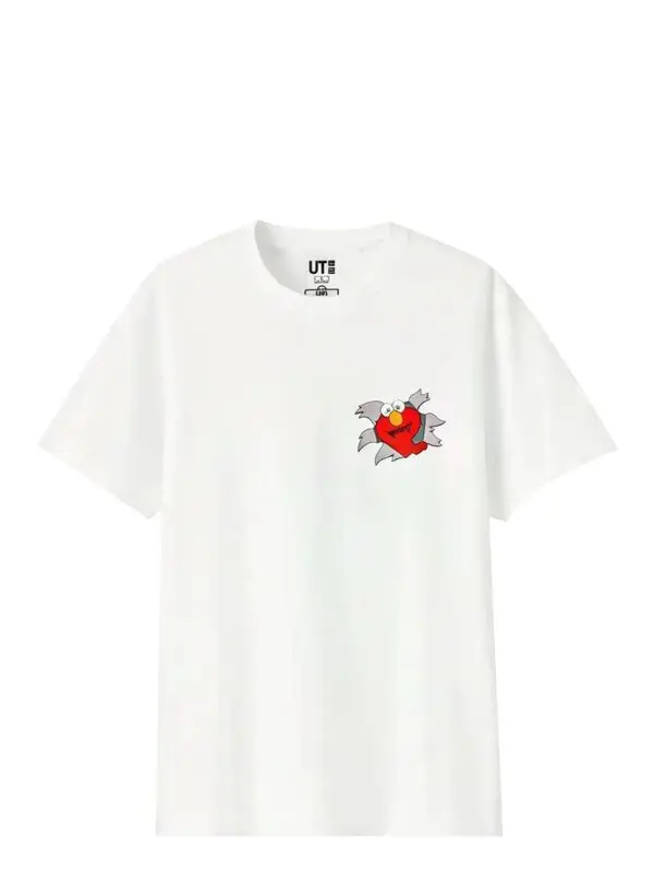 KAWS X Uniqlo And Sesame Street Elmo-print T-shirt - White