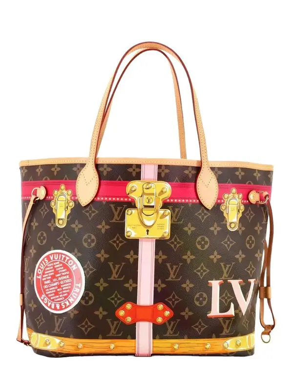 LOUIS VUITTON Neverfull Mm Limited Edition Summer Trunks Monogram Canvas Tote Bag - Brown