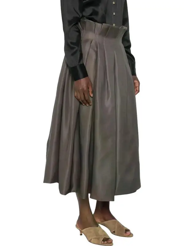 Khaite Astrid Pleated Midi Skirt - Grey
