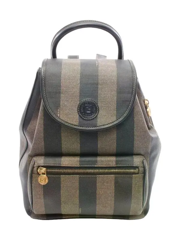 Fendi Pequin Striped Backpack - Brown