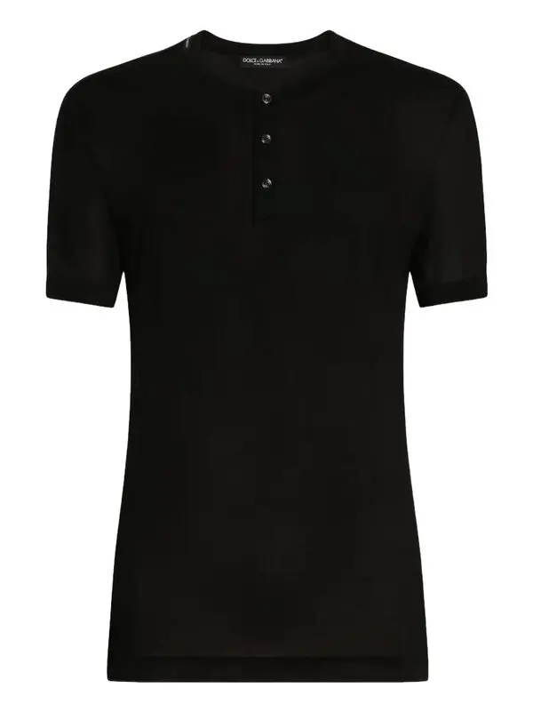 Dolce & Gabbana Silk Serafino T-shirt - Black