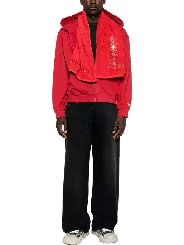 PROTOCOL INDEX Graphic Print Zip-up Sweatshirt - Red