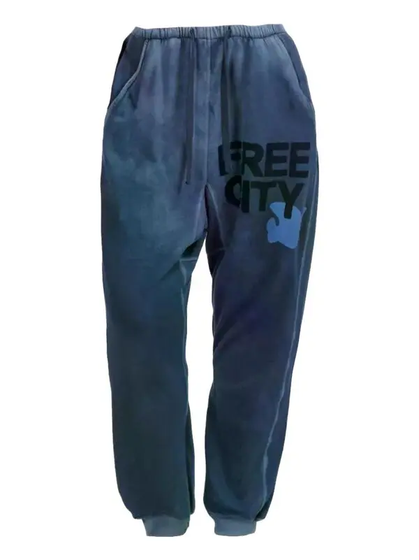 FREECITY Logo Print Drawstring Track Pants - Blue