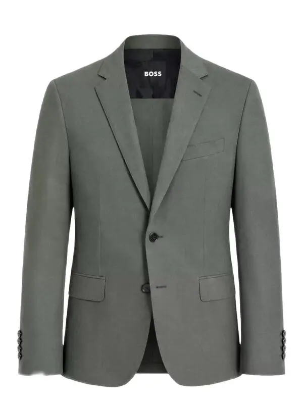 BOSS Single-breasted Notched-lapels Suit Jacket - Grey