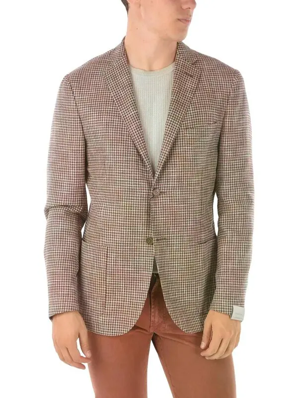 Corneliani Pied-de-poule Single-breasted Blazer - Brown