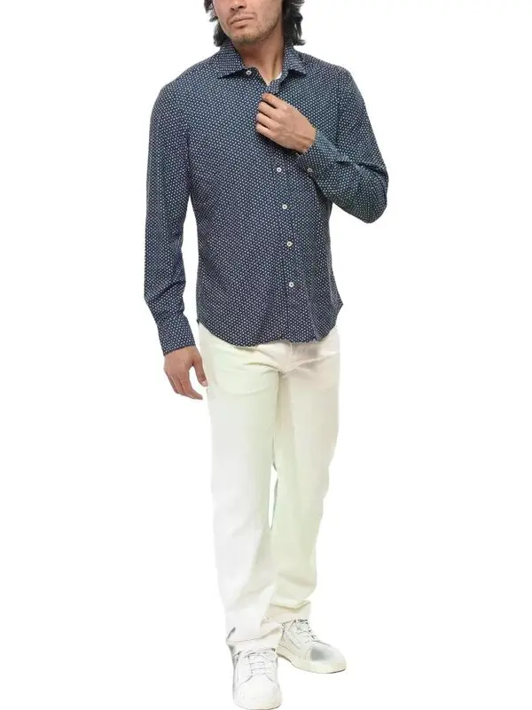 ALESSANDRO GHERARDI Patterned-fabric French-collar Shirt - Blue
