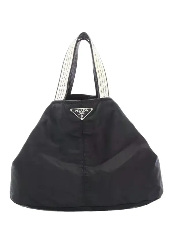 Prada Triangle Logo Tote Bag - Black