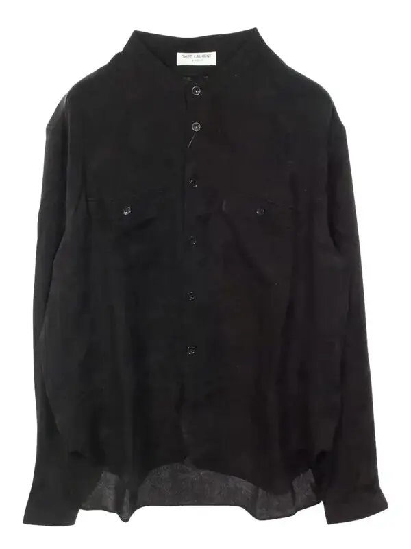 Saint Laurent 2010s Collarless Patterned Shirt - Black