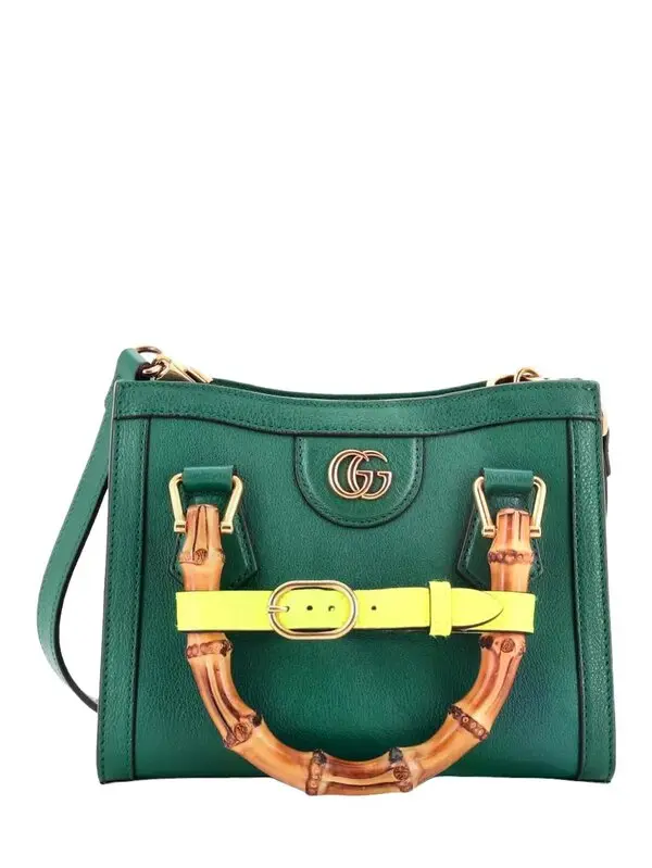 Gucci Diana Nm Bamboo Handle Tote Leather Mini Crossbody Bag - Green