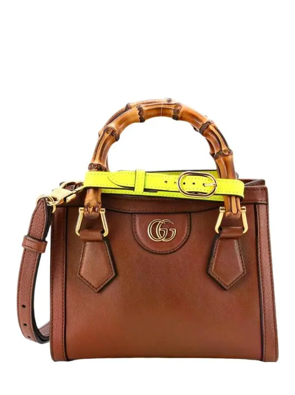 Gucci Diana Nm Bamboo Handle Tote Leather Mini Crossbody Bag - Brown