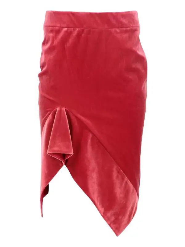 TOM FORD Ruffled Asymmetric Midi Skirt - Red