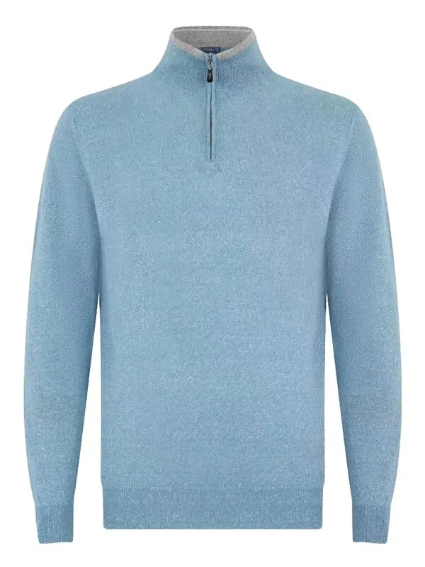Fedeli Quarter-zip Long-sleeve Sweater - Blue