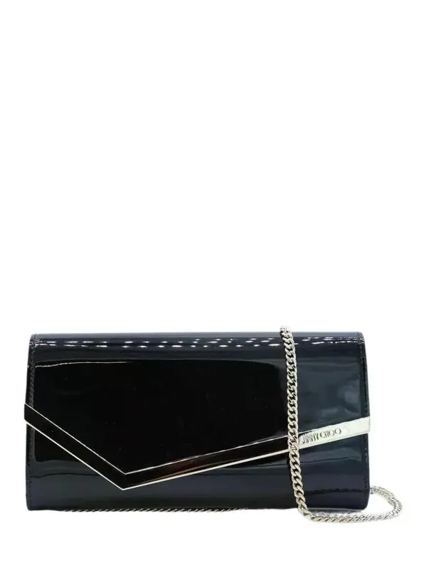 JIMMY CHOO Emmie Patent Leather Clutch Bag - Black