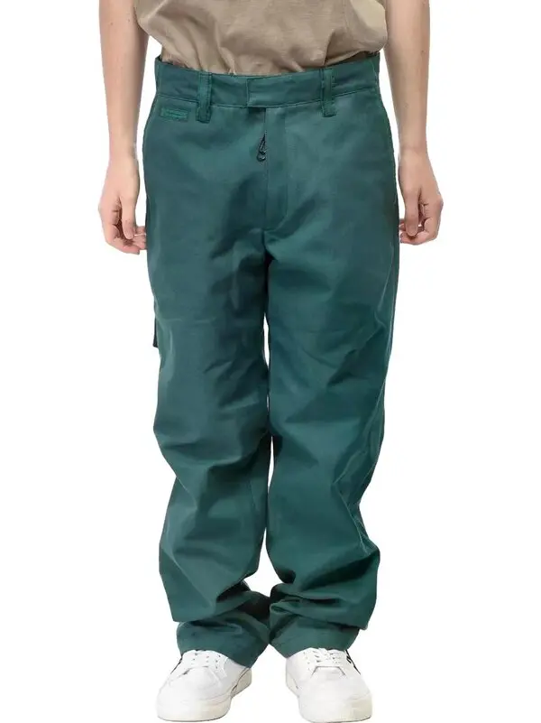 Off-White Paneled Twill Trousers - Green
