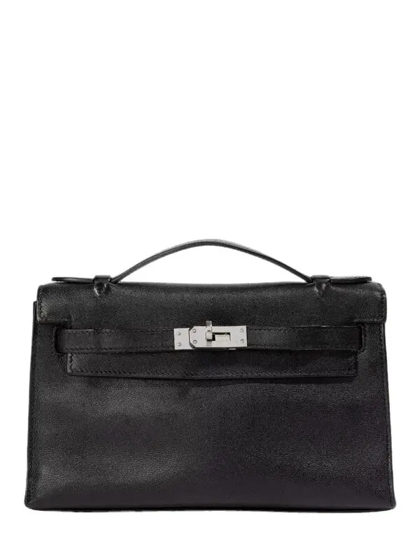 Hermès Kelly Pochette Leather Tote Bag - Black