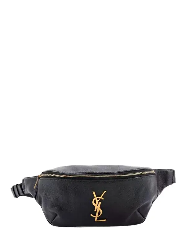 Saint Laurent Monogram Leather Belt Bag - Black