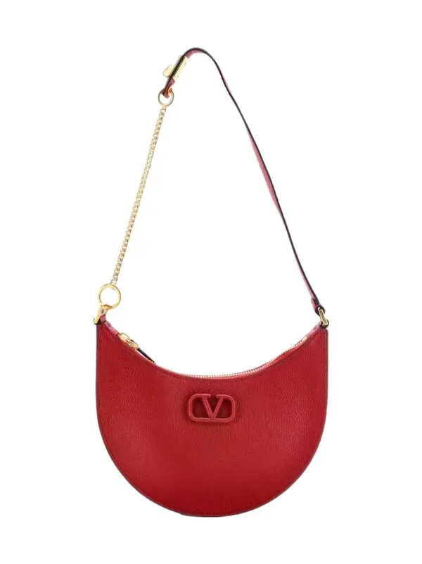 Valentino Garavani Vlogo Leather Mini Hobo Bag - Red