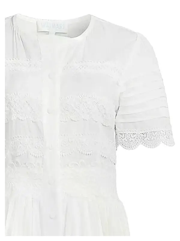 Waimari Camila Lace-trim Button-down Midi Dress - White