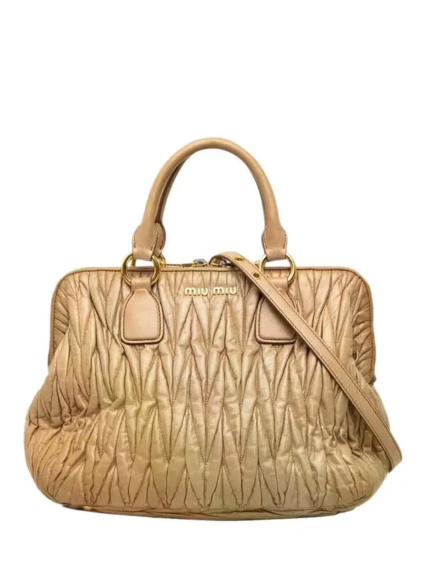 Miu Miu Matelassé Nappa Satchel - Neutrals