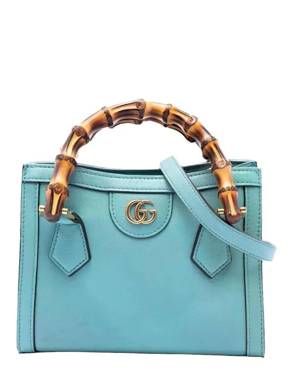 Gucci Calfskin Bamboo Diana Satchel - Blue
