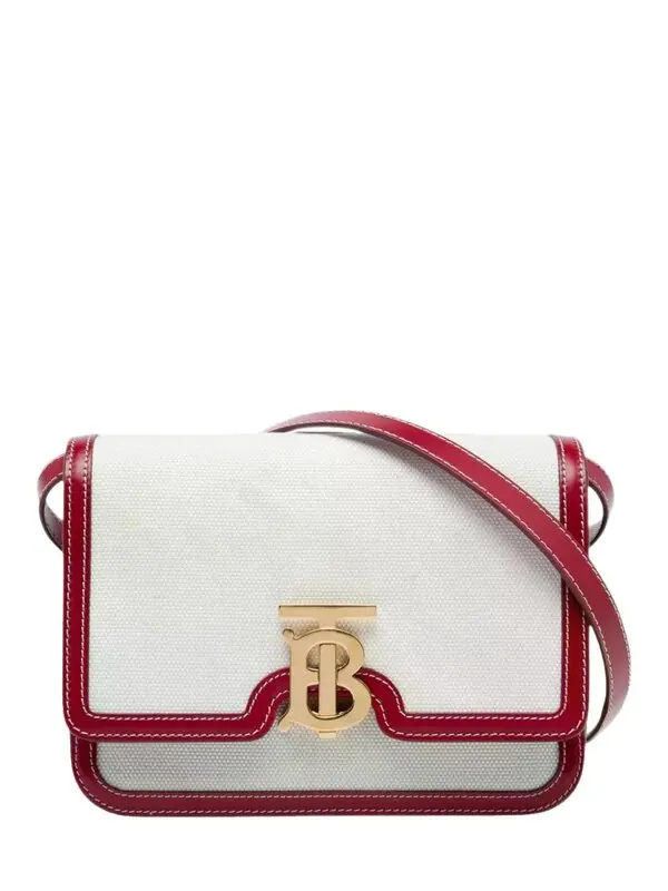 Burberry Small Canvas Tb Flap Crossbody Bag - Red