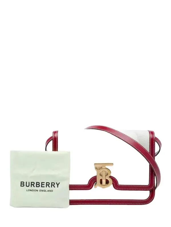 Burberry Small Canvas Tb Flap Crossbody Bag - Red