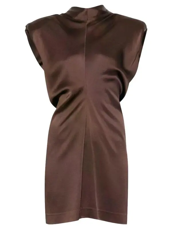 Federica Tosi Sleeveless High Neck Mini Dress - Brown