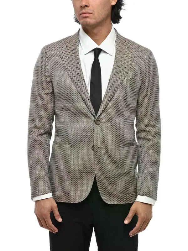 Corneliani Geometric-pattern Wool Blazer - Brown