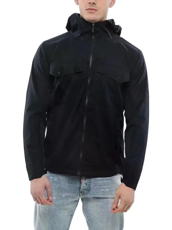 Woolrich Mesh Grid-texture Hooded Jacket - Blue