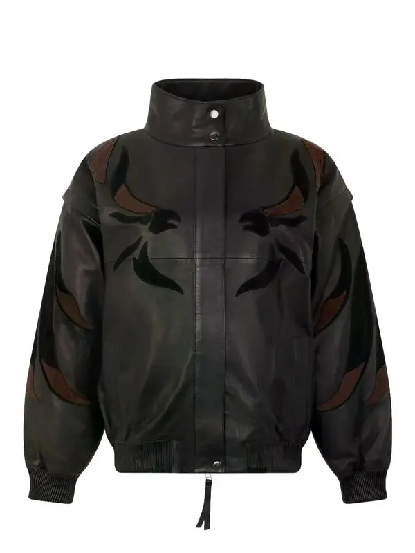 P.a.r.o.s.h Leather Jacket With Eagle Patch - Brown