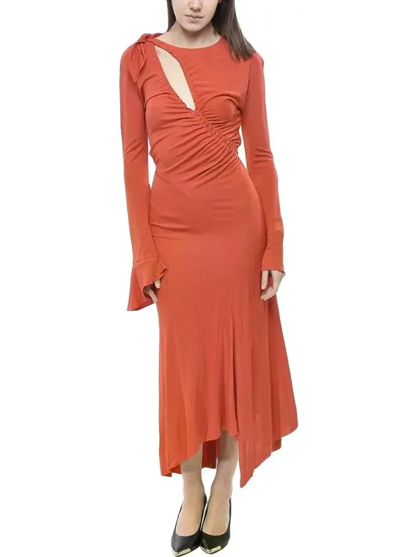 Victoria Beckham Cut-out Asymmetric Ruched Maxi Dress - Red