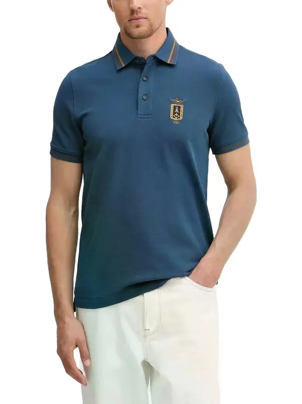 AERONAUTICA MILITARE Embroidered-logo Piqué Polo Shirt - Blue