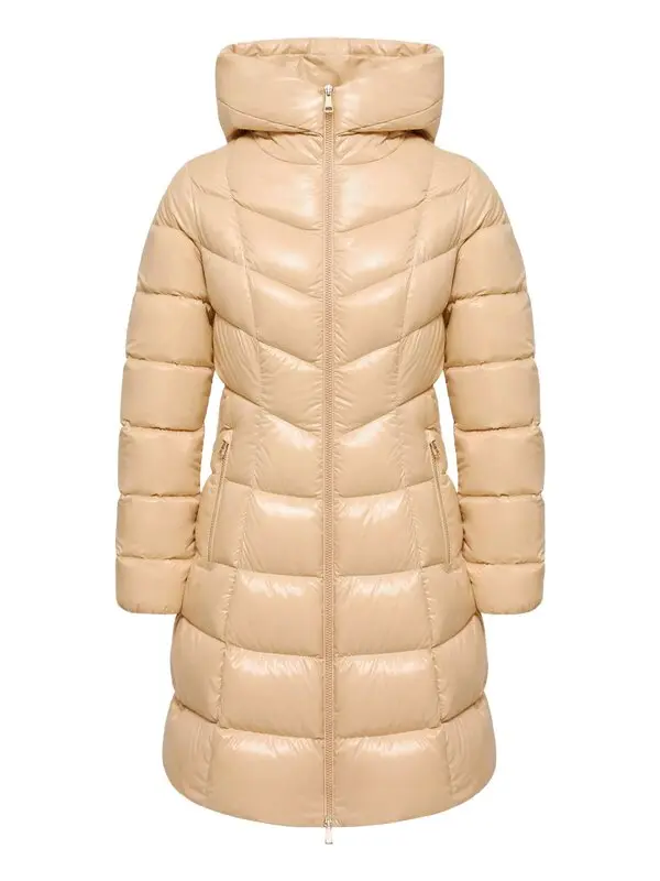 Moncler Marusse Hooded Mid-length Down Jacket - Beige