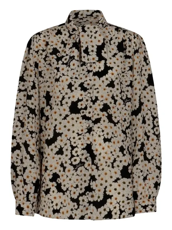 Valentino Garavani Floral Print Silk Blouse - Nero