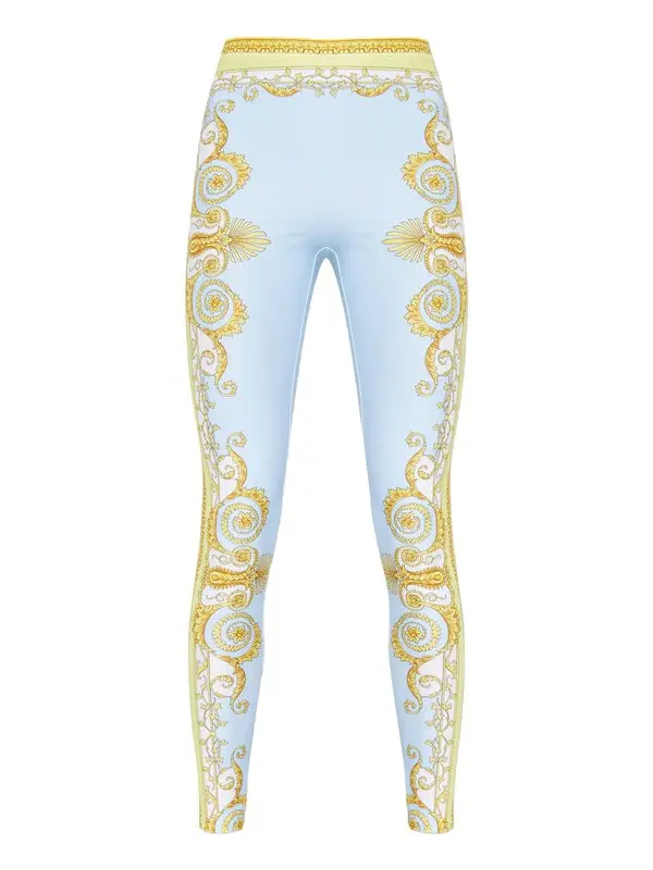 Versace Spring Baroque Print Elastic Waist Trousers - Azzurro