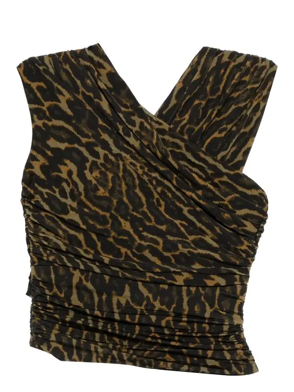 GANNI Braided Leopard Print Mini Top - Verde