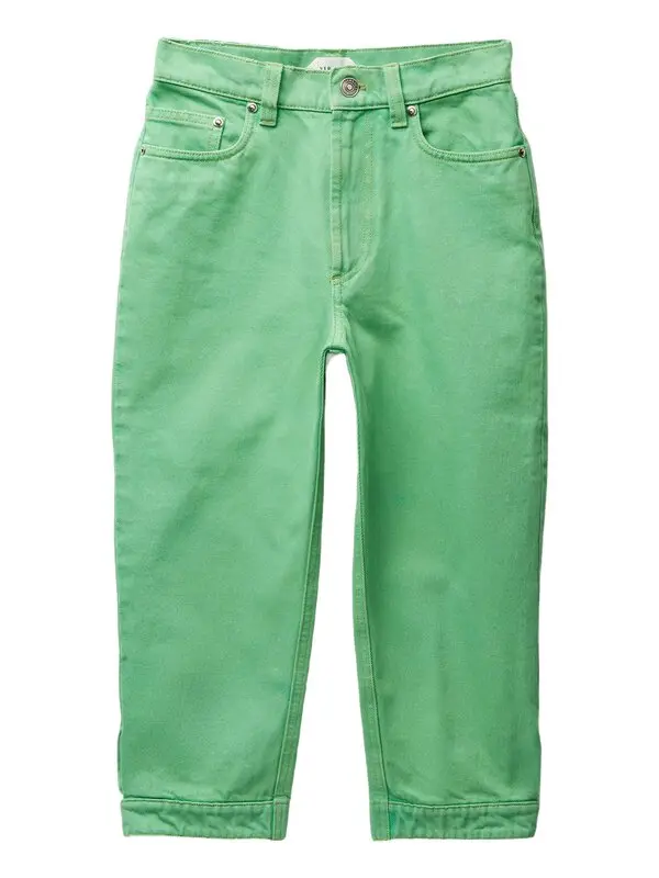 Versace Cotton Denim Jeans With Back Leather Patch - Verde