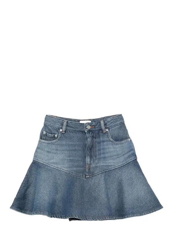 GANNI Denim Mini Skirt With Zip And Button Closure - Blu