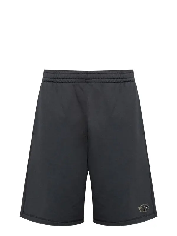 DIESEL® Regular Fit Cotton Track Pants With Elastic Waistband, Flat Drawstring, And Hidden Pockets - Nero