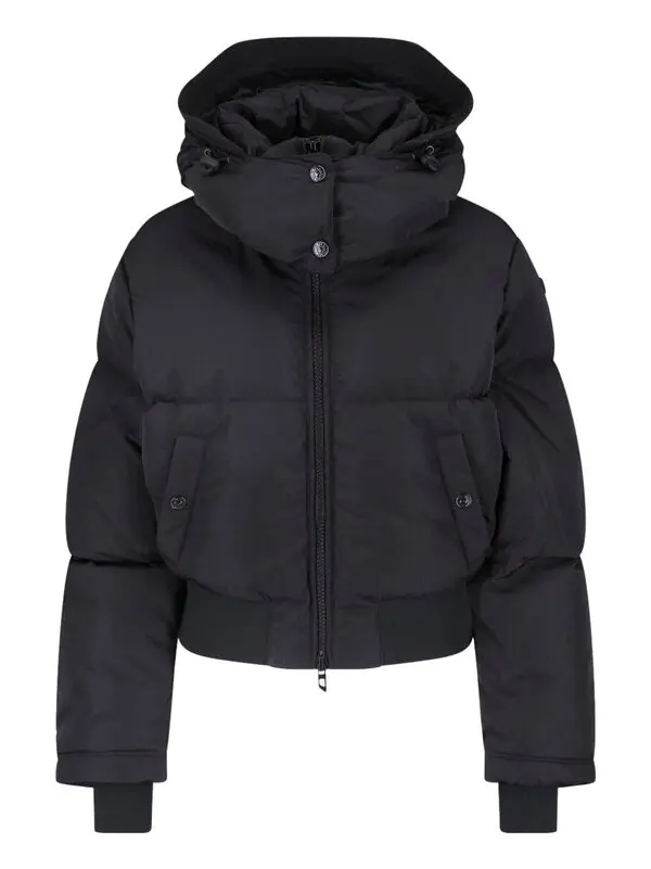 DIESEL® Cropped Quilted Puffer Jacket With Drawstring Hood - Black