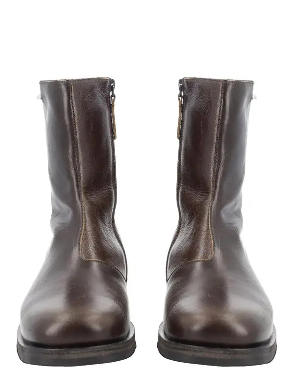 Our Legacy Leather Zip Ankle Boots - Green
