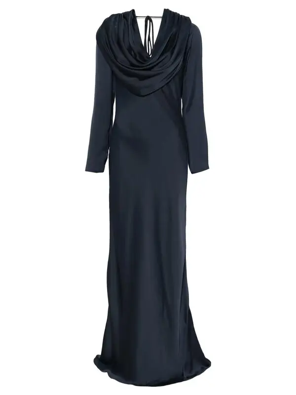 ROTATE BY BIRGER CHRISTENSEN Cowl Neck Long Sleeve Maxi Dress - Blu
