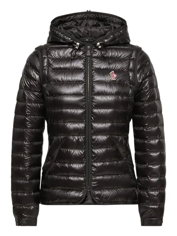 Moncler Down-filled Coat With Detachable Sleeves, Adjustable Hood & Pockets - Nero