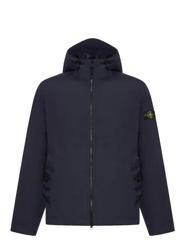 Stone Island Hooded Polyamide Jacket With Two-way Zip - Blu