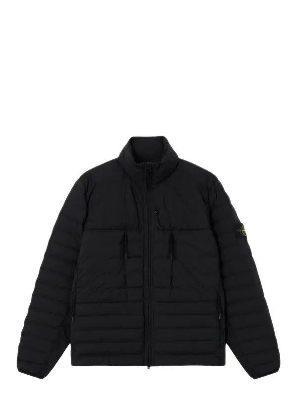 Stone Island Quilted Jacket With Stand Collar - Nero
