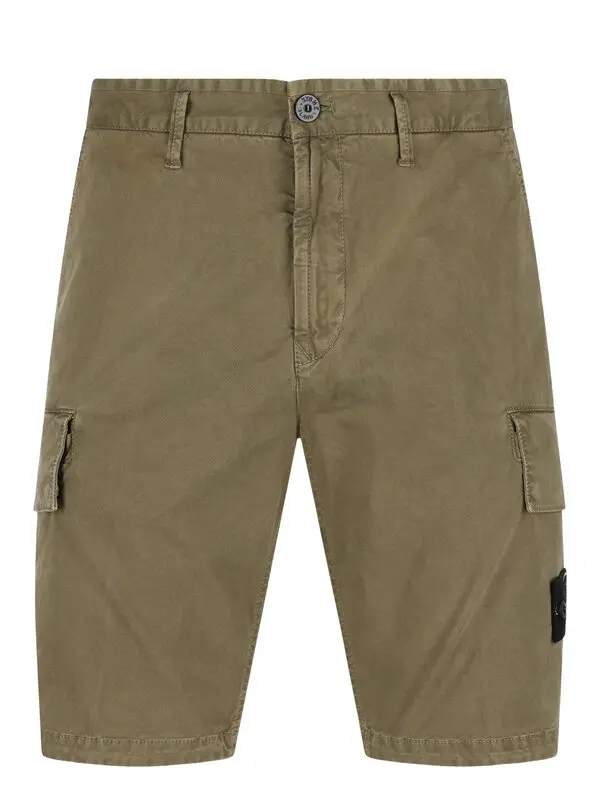 Stone Island Asymmetrical Seam Cargo Shorts - Verde